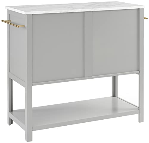 Crosley Furniture Katrina Kitchen Island with Faux Marble Top, Gray