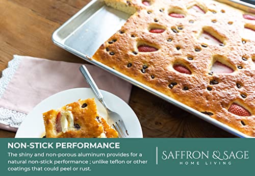 Commercial Quality Cookie Sheet and Rack - Aluminum Half Sheet Baking Pan and Stainless Steel Cooling Rack Set - This 13x18 Baking & Roasting Tray is Rust & Warp Resistant, Heavy Duty, of Thick Gauge