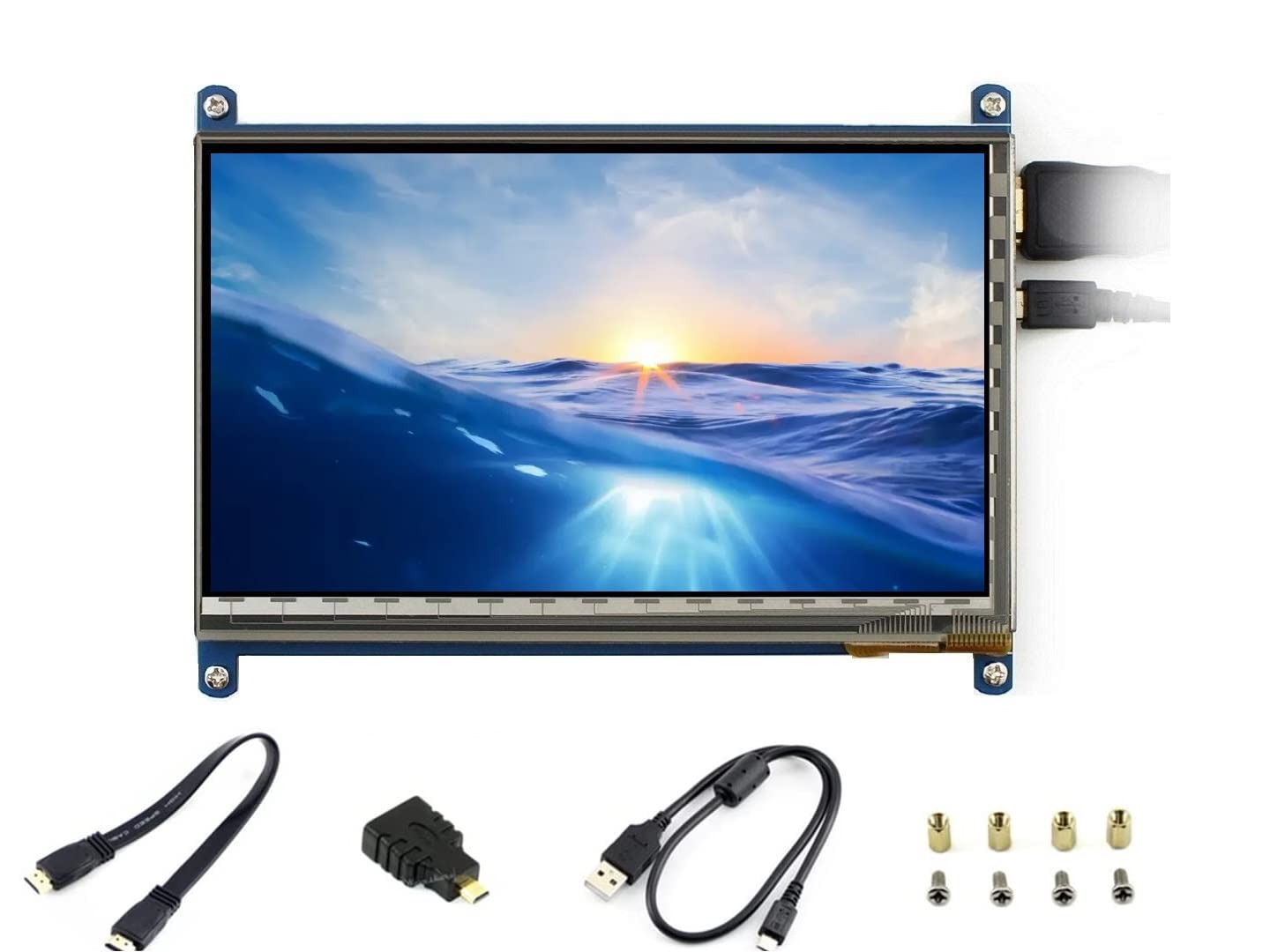 Waveshare 7 inch Capacitive Touch Screen IPS Display HDMI LCD Module 1024x600 Touchscreen for Raspberry Pi 4/3/2/1 Model B/B+/A+/BeagleBone Black/Banana Pi, Windows 10/8.1/8/7