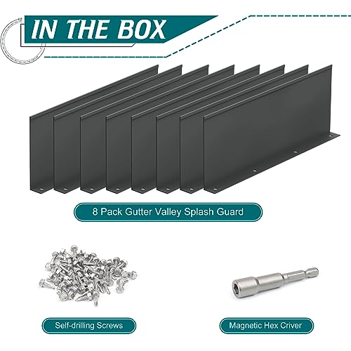 Daisypower 12 Pack Gutter Valley Splash Guards,Rainwater Roof Rain Diverter Downspout Gutter Guards for House Shingle Straight Roofs Corner,10 Inch Each