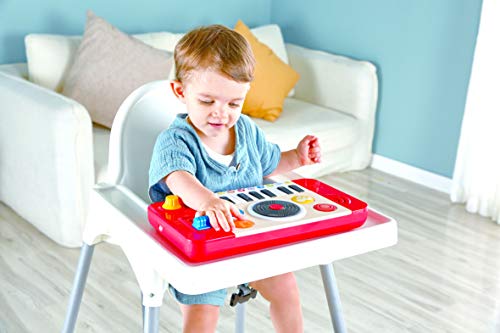 Hape Kids Portable DJ Mix and Spin Studio Music Toy Playset with Lights, Sound, and 18 Key Keyboard for Kids Ages 1 to 5 Years , Red