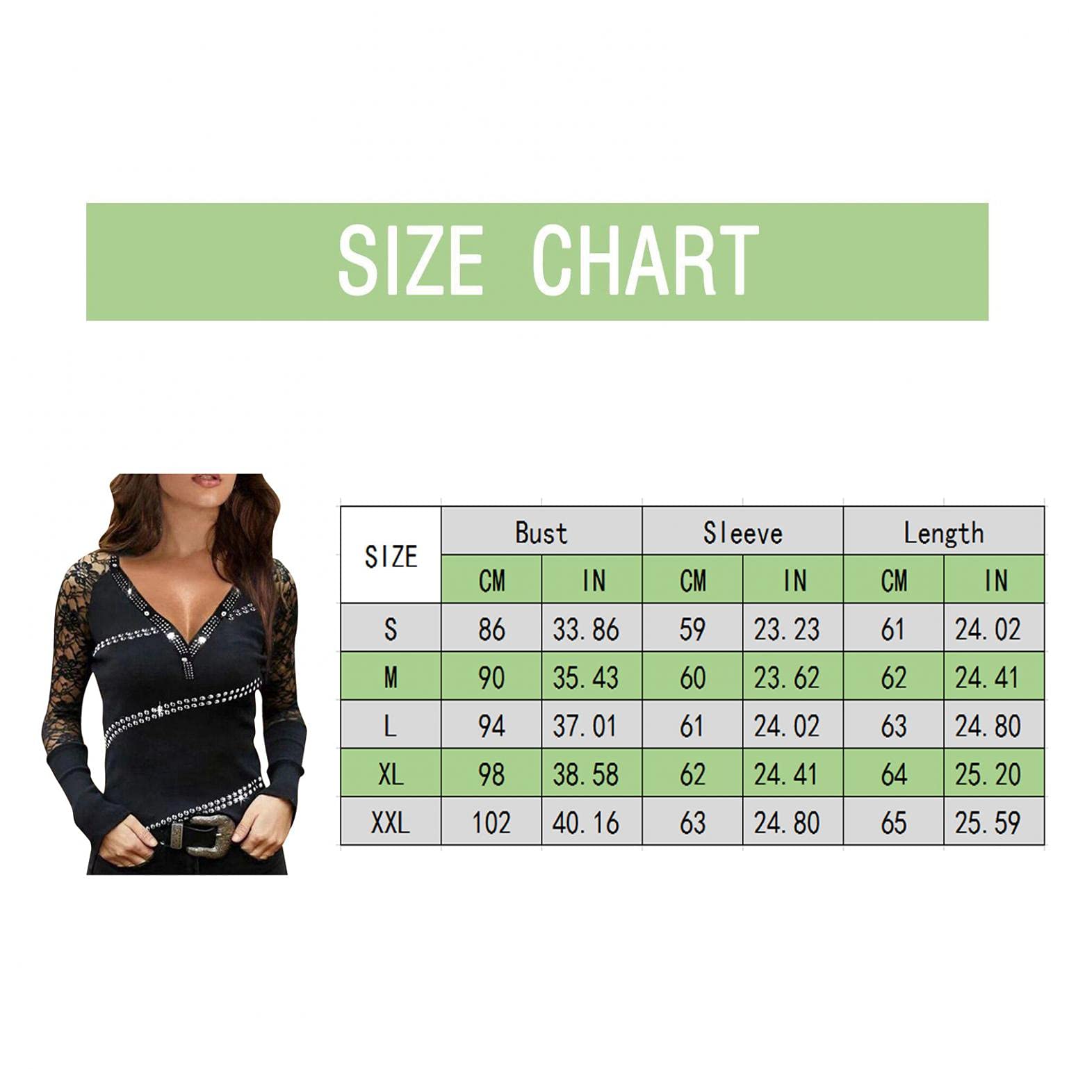 Padaleks Sweatshirts for Women,Women's Casual Pullover Lace Rhinestine V Neck Long Sleeve Blouse Sexy Fall Tops