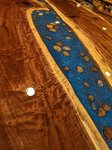 Black Walnut blue epoxy River Dining Table,Top 7' 6" Long by 40" to 44 Wide