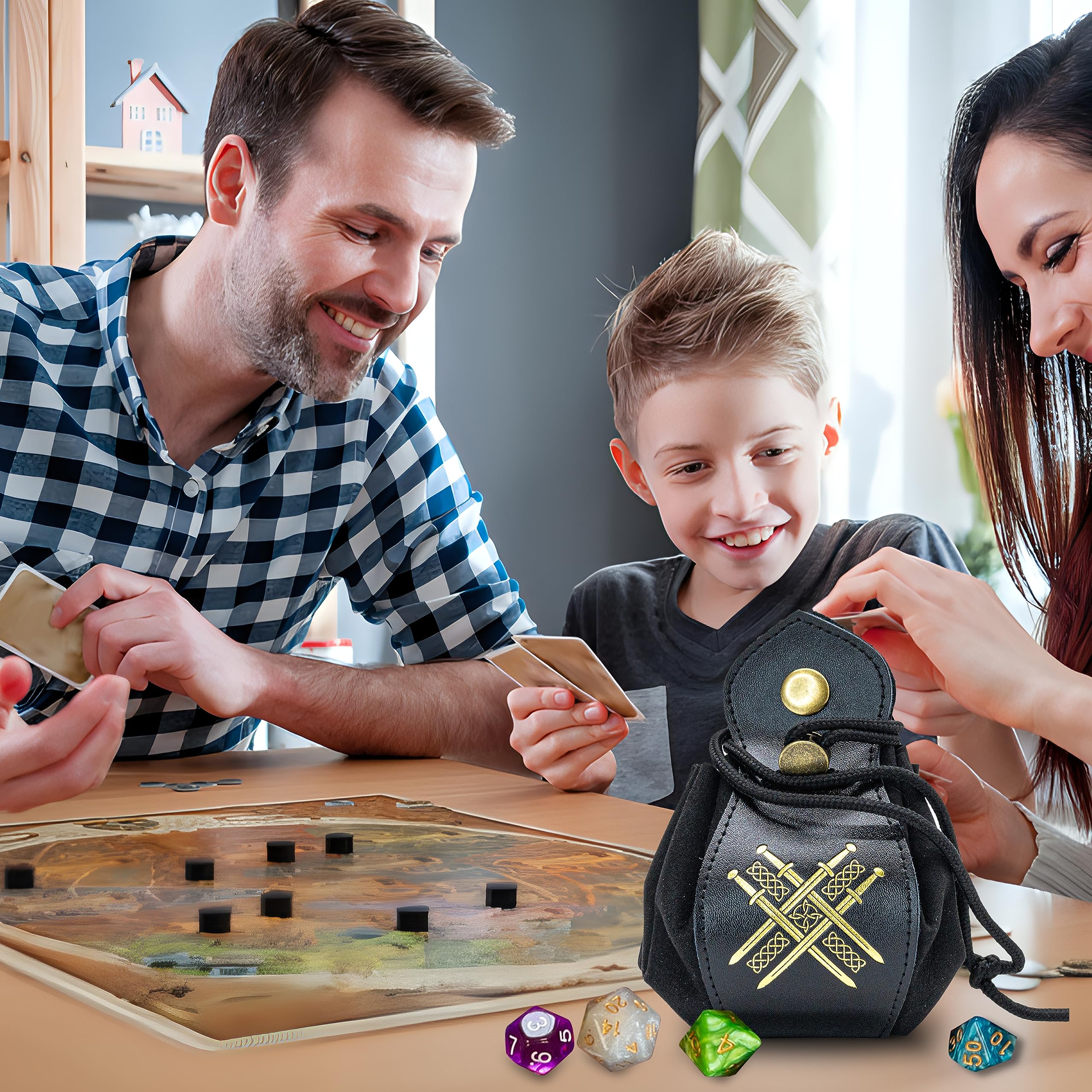 Guilt Free Gaming Genuine Leather RPG Bag | Foil Stamped | Holds 70 Dice | Great for Coins | Timeless Style | Great for DMs and Players