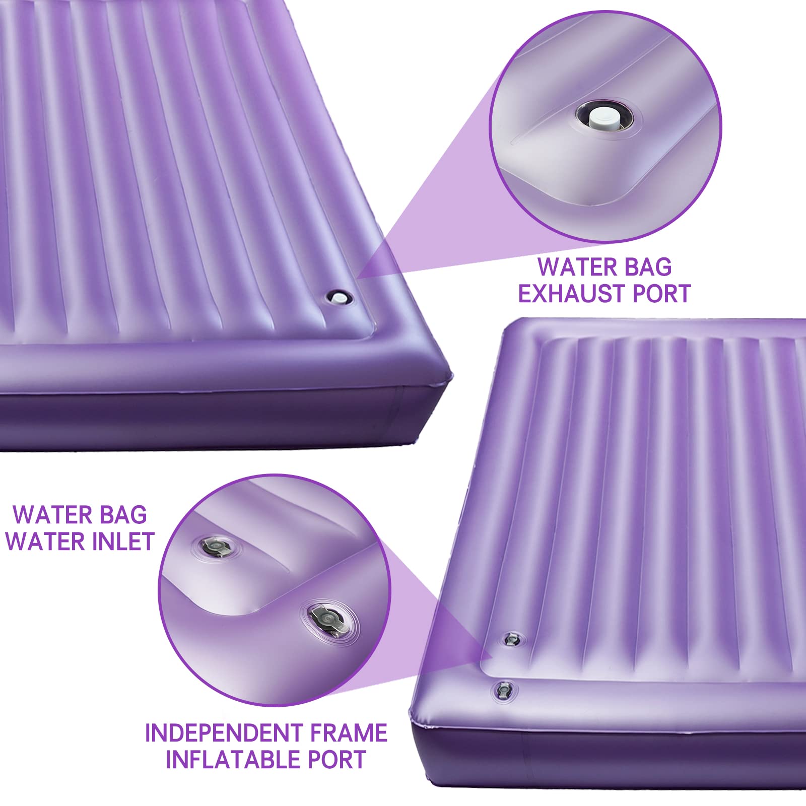 NA Square Waterbed Mattress - Water and Air Dual Purpose Waterbed Insert Mattress High Capacity Water Bed Full Size (Full,54×75x7.9inch, 95% Small Wave)