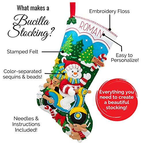 Bucilla Felt Applique 4 Piece Ornament Making Kit, Christmas Hat Parade, Perfect for DIY Arts and Crafts, 89509E