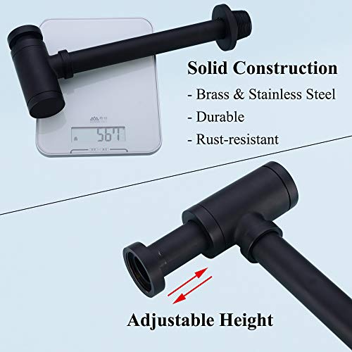 Bottle Trap Brass, Nicmondo 1 1/4 Round Bottle P-Trap Decorative Lavatory Basin Sink Waste Traps Drain Tube Kit Adjustable Height, Matt Black