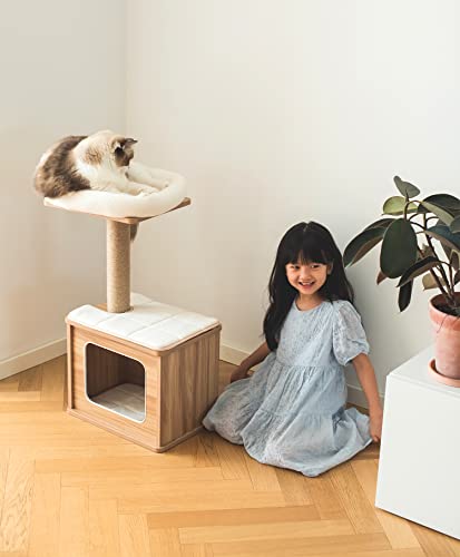 Catry Cat Tree - A Cat Play House Combo with Cat Hammock, Scratching Post, and Comfort Home Invariably Trap Kitten to Stay Around This 30β Easy Assembled Sturdy Cat Furniture, Beige