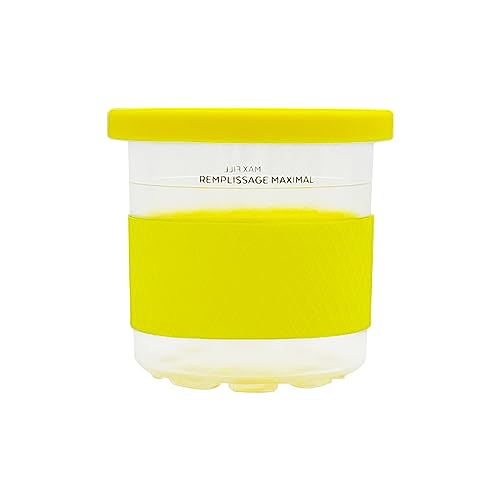 CXQ 4 Pack Replacement Ice Cream Pints with Silicone Lids and Sleeves，Compatible with Ninja Creami Ice Cream Maker, Model: NC301, NC300, NC299AMZ Series. (Grey/Blue/Green/Yellow)