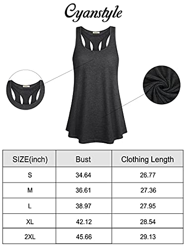 Cyanstyle Round Neck Workout Tank Tops for Women Casual Sleeveless Shirts Loose Fit Navy Blue Small