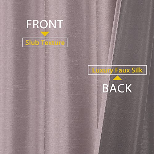 Chyhomenyc Uptown Faux Silk Living Room Window Curtains, 2 Panels Solid Slub Texture Rose Quartz Curtains 84 Inches Long, Luxury Classic Room Darkening Rod Pocket Bedroom Curtains & Drapes, 42"Wx84"L