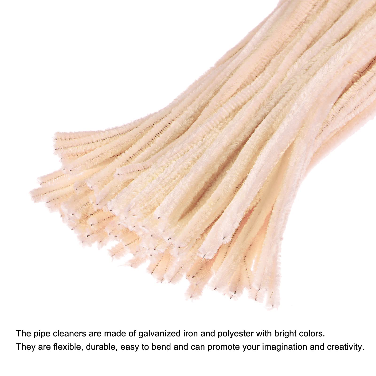 MECCANIXITY Pipe Cleaners Chenille Stems 30cm/12 Inch for DIY Art Creative Crafts Decorations, Beige Pack of 200