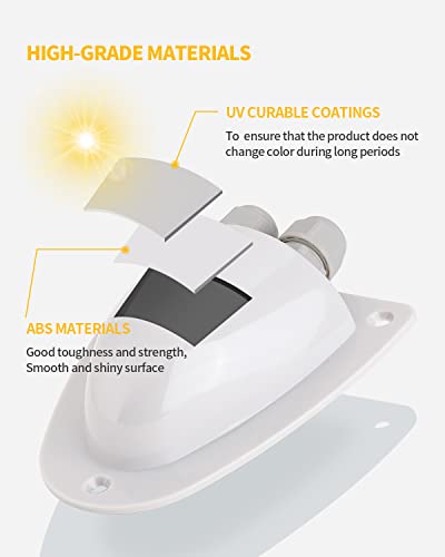 BougeRV White Solar Double Cable Entry Gland Box, RV roof Waterproof ABS Solar Entry housing for RVs, Boats, Yacht, Roofs(White)
