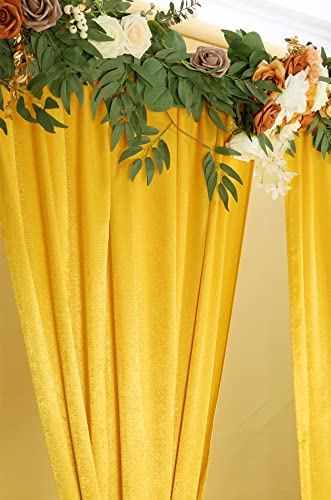 Cytdkve 2 Panels 4.8 Feet x 10 Feet Gold Velvet-Like Wedding Backdrop Curtain Drapes, Silky Soft Window Curtains Panels for Wedding Ceremony Birthday Party Decorations