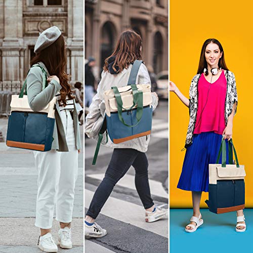 CYUREAY Women Convertible Tote Daypack Laptop Backpack Wide Top Open Work Backpack Travel Casual Backpack with USB Charging Port, Fits 15.6 Inch Laptop 1
