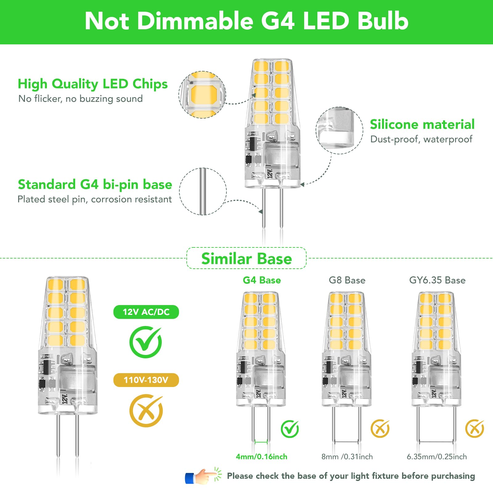 BUBO 10 Pack G4 LED Bulb 2W Equivalent 30W 3000K Warm White 250 Lumens 360°Beam Angle, T3 Halogen Bulb Replacement Landscape Bulbs, AC/DC 12V Led Lights G4 Bi-Pin Base for Outdoor Landscape Lighting