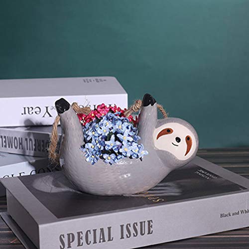 Cabilock 2pcs Sloth Succulent Planter Kawaii Cute Plant Pot Wall Mounted Flower Pot Ceramic Hanging Planter Hanging Plant Holder Mini Succulent Plants Succulent Pot Ceramics Decorative Wall