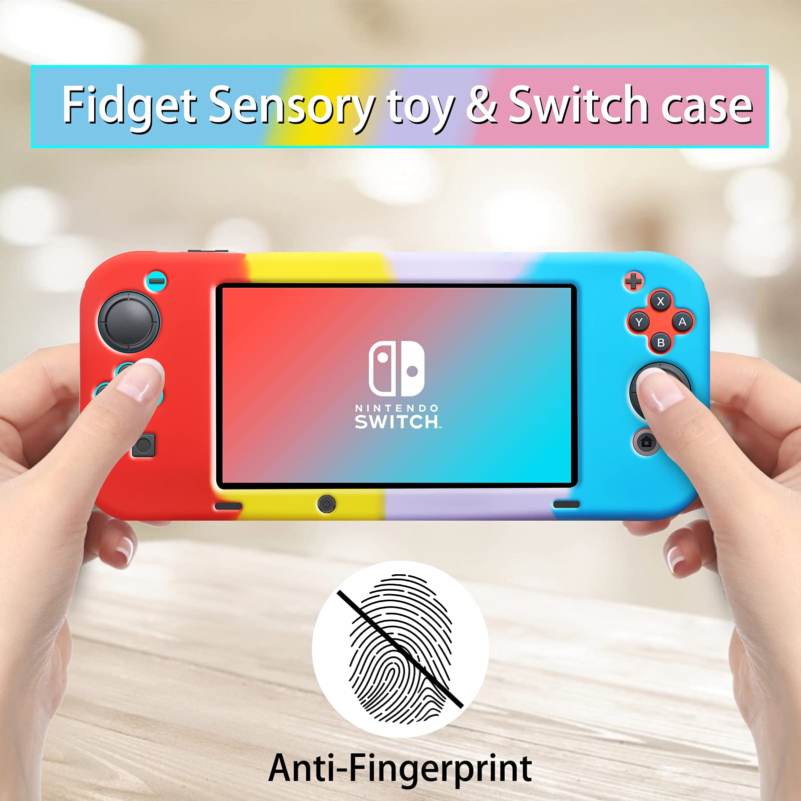 ATESSON Pop Bubbles Silicone Case Compatible with Nintendo Switch 6.2, Anti-Anxiety Case for Kids and Adult (Red)
