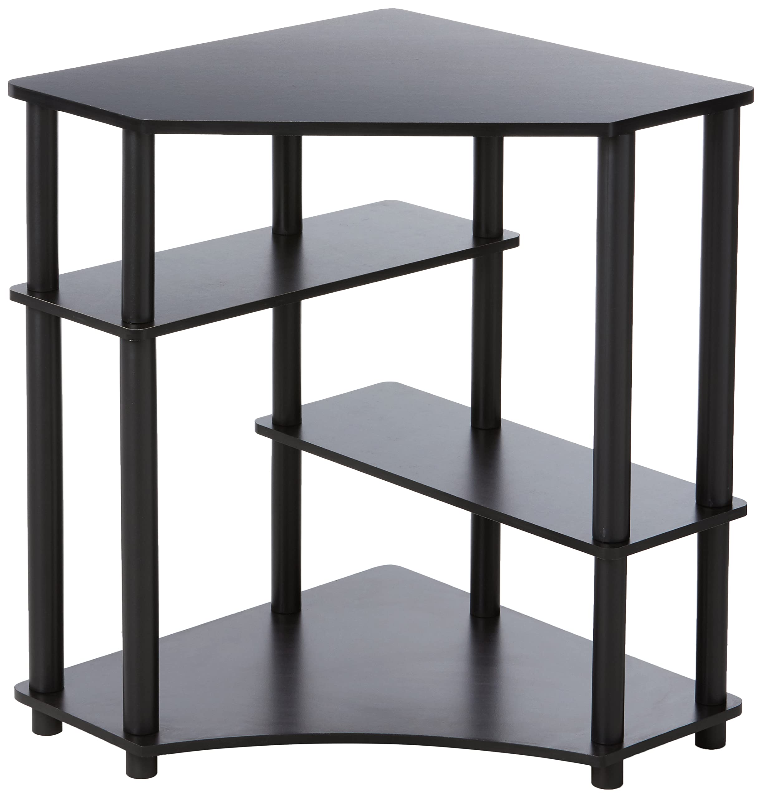 Furinno Turn-N-Tube Space Saving, Corner Desk, Espresso/Black & Turn-N-Tube Accent Decorative Shelf, Espresso/Black