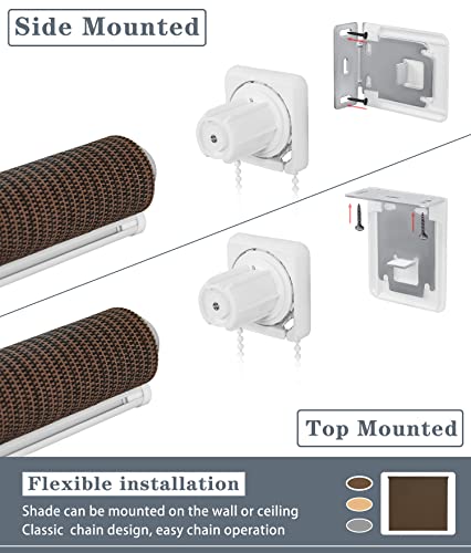 CICADA SPEECH Outdoor Roller Shade Roll Up Shade Cloth Patio Blinds for Deck Porch Balcony Backyard (8' W X 6' L), Coffee…