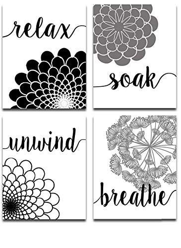Black and White Bathroom Wall Art (8x10) - Black and White Bathroom Wall Decor Unframed Prints - Great Restroom Gray and White Bathroom Decor Black and White Bathroom Accessory