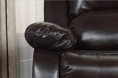 Blackjack Furniture Portico Leather Air Mid Century Modern Living Room Reclining, Den Loveseat, Brown