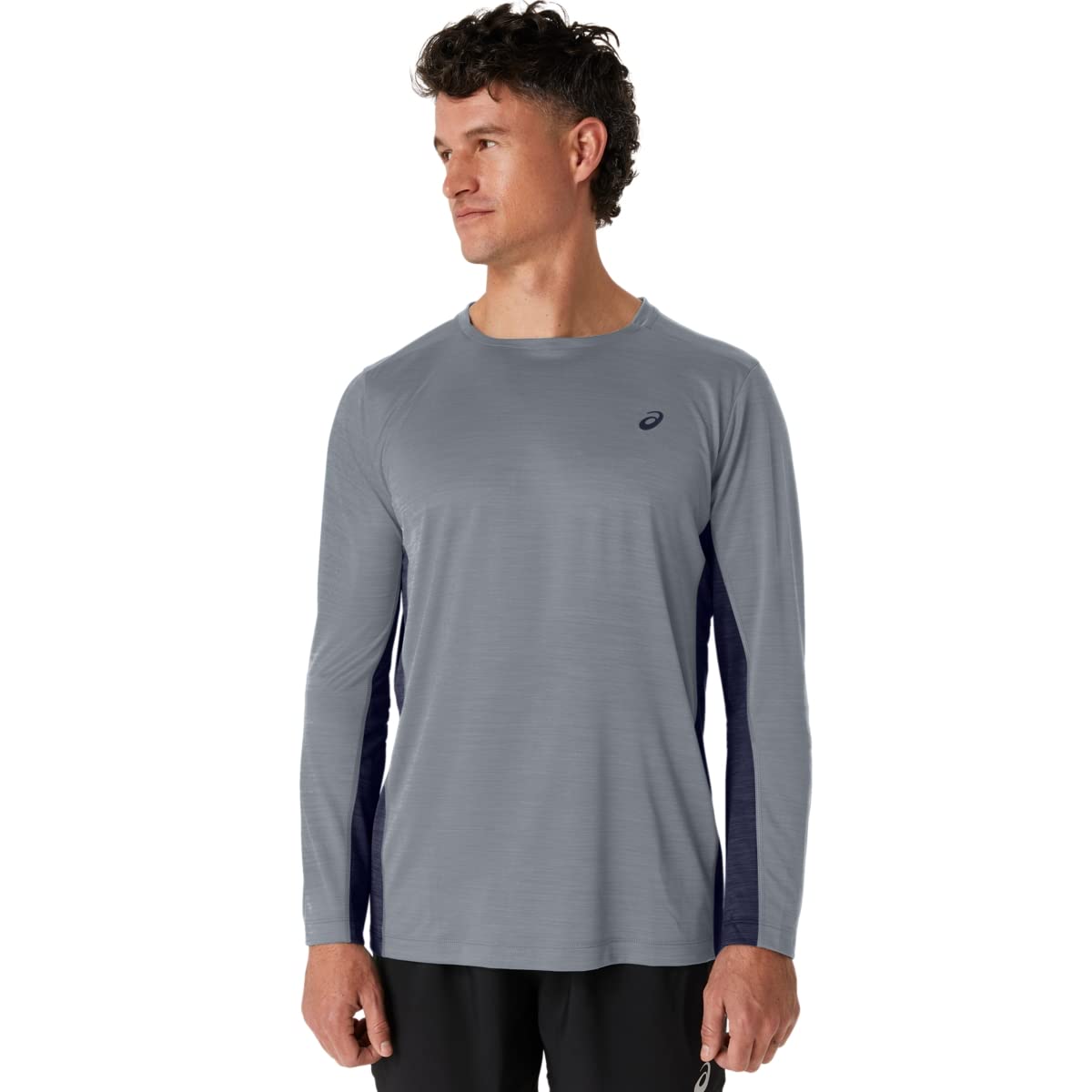 ASICS Men's Train SANA Long Sleeve Apparel, XL, Sheet Rock/Peacoat