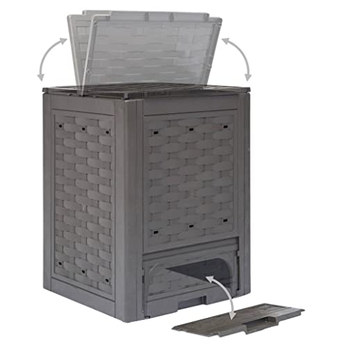 Compost Bin | Garden Composter Bin | Outdoor Composting Box for Backyard Yard Patio Outside | Brown Plastic with Rattan Look | 23.6" x 23.6" x 32.7" 79.3 Gallon by FurturHome