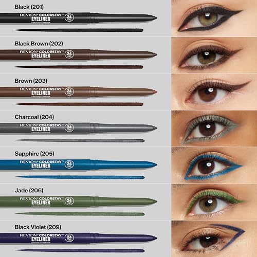 Revlon ColorStay Pencil Waterproof Eyeliner, Smudge-Proof, Eye Makeup with Built-In Sharpener, Packaging May Vary, 204 Charcoal, 0.01 Oz