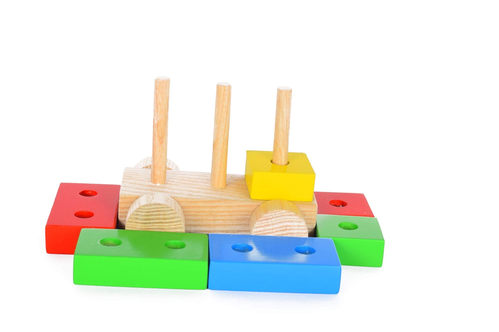 Dreamzberry Wooden Pulling Block Toy Train Construction Vehicle, Educational Toys for Home Learning Kindergarten Motor Skills, Imagination Development Puzzle Preschool Children Toy Set for Kids Age 3+