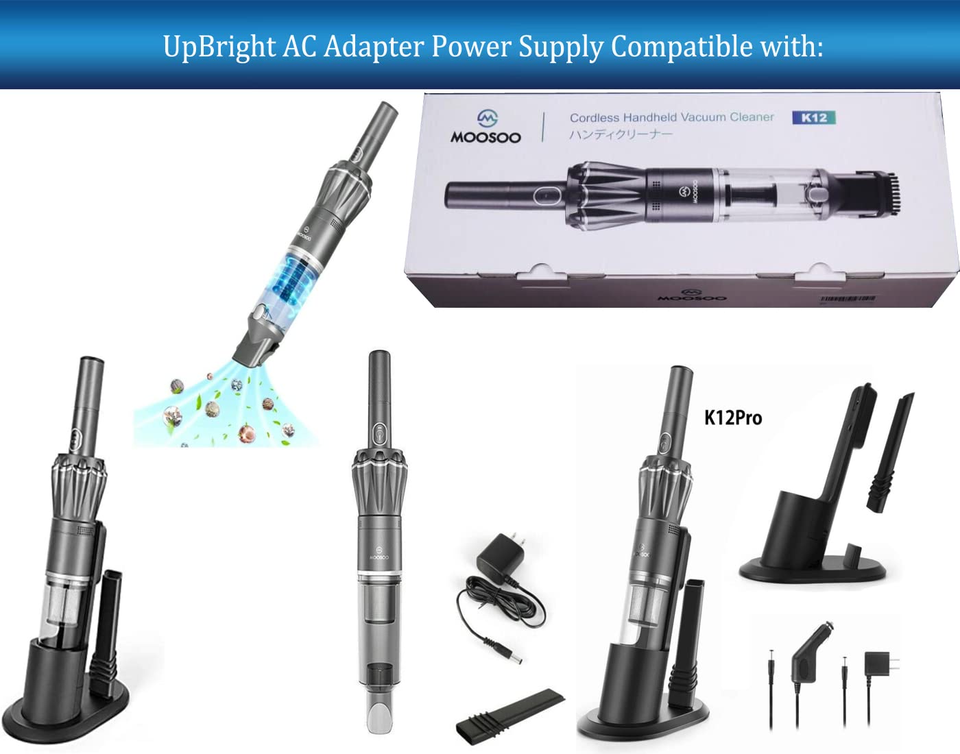 UpBright 14V AC/DC Adapter Compatible with MOOSOO K12 Pro K12Pro K12M K12-M 12KPa Lithium-Ion 11.1V 12V 2500mAh Cordless Mini Handheld Vacuum Cleaner 3YE GQ06-140050-ZU Power Supply Battery Charger