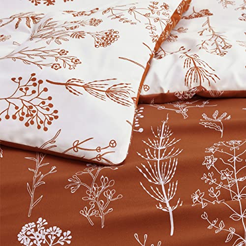 Bedsure California King Comforter Set - Terracotta Comforter, Cal King Bed Set, Cute Floral Cali King Bedding Set, 3 Pieces, 1 Soft Reversible Botanical Flowers Comforter and 2 Pillow Shams