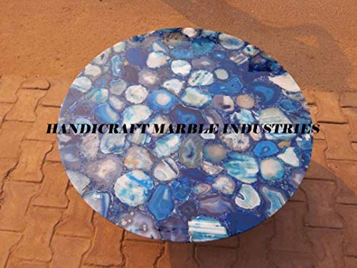 Blue Agate Stone Round Dining Table Top, Blue Agate Stone Round Coffee Table Top, Blue Agate Stone Round Centre Table Top, Home Decor, Piece Of Conversation, Family Heir Loom
