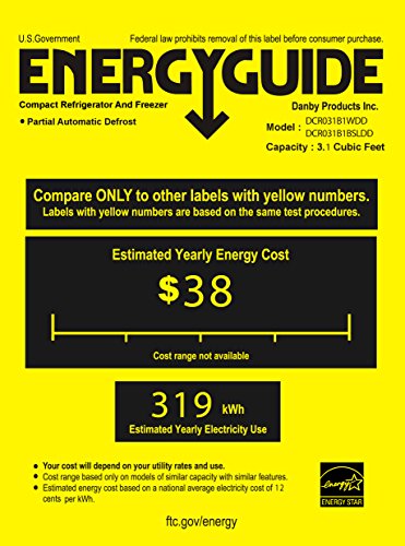 Danby Designer DCR031B1BSLDD 3.1 Cu.Ft. Compact Refrigerator with Freezer, E-Star Rated Mini Fridge for Bedroom, Living Room, Kitchen, or Office, Stainless Steel