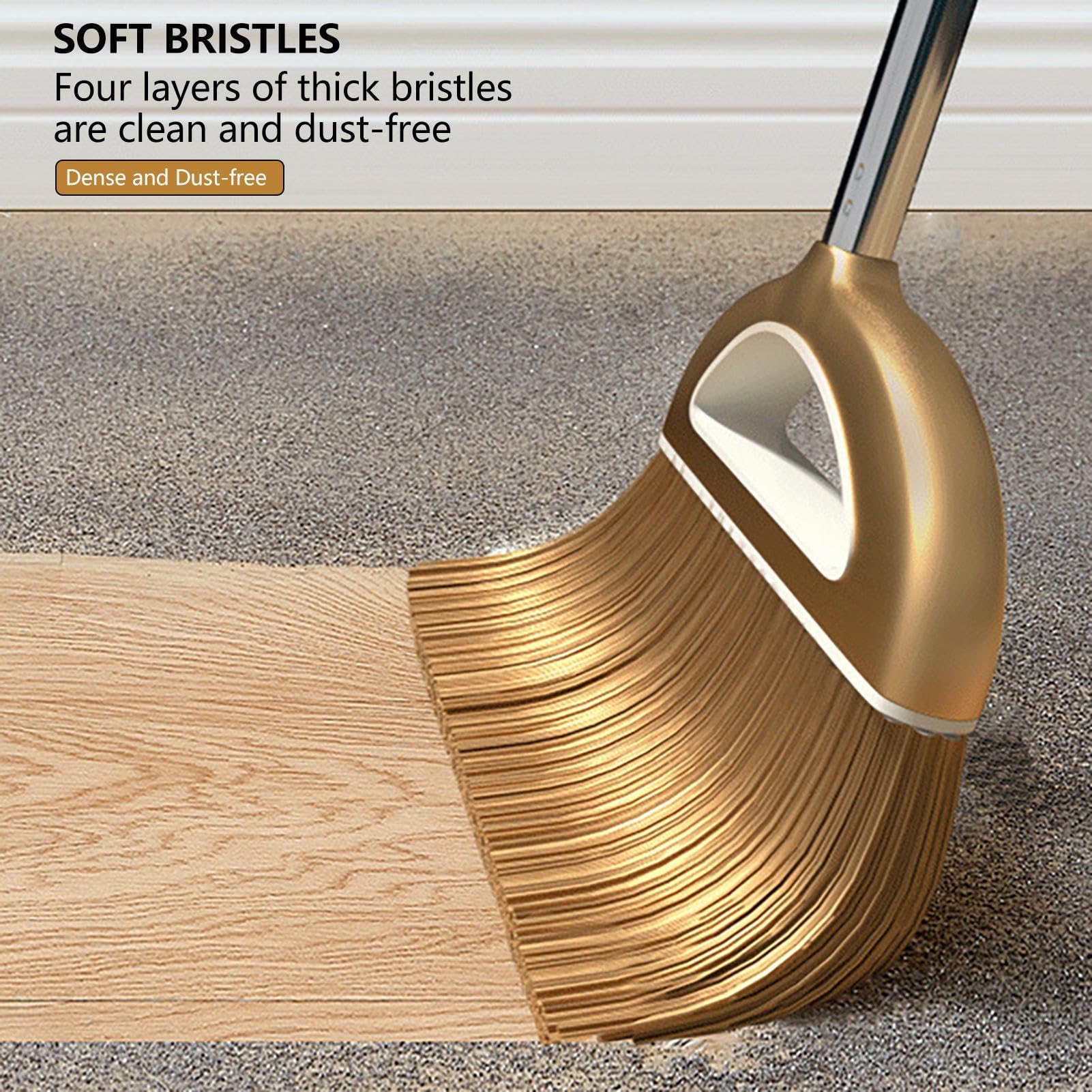 Biniveil Broom and Dustpan Set, Broom and Dustpan Combo Set, Long Handle Broom with Dustpan Combo Set, Stand Up Broom and Dustpan for Home, Heavy Duty Broom for Kitchen Offices