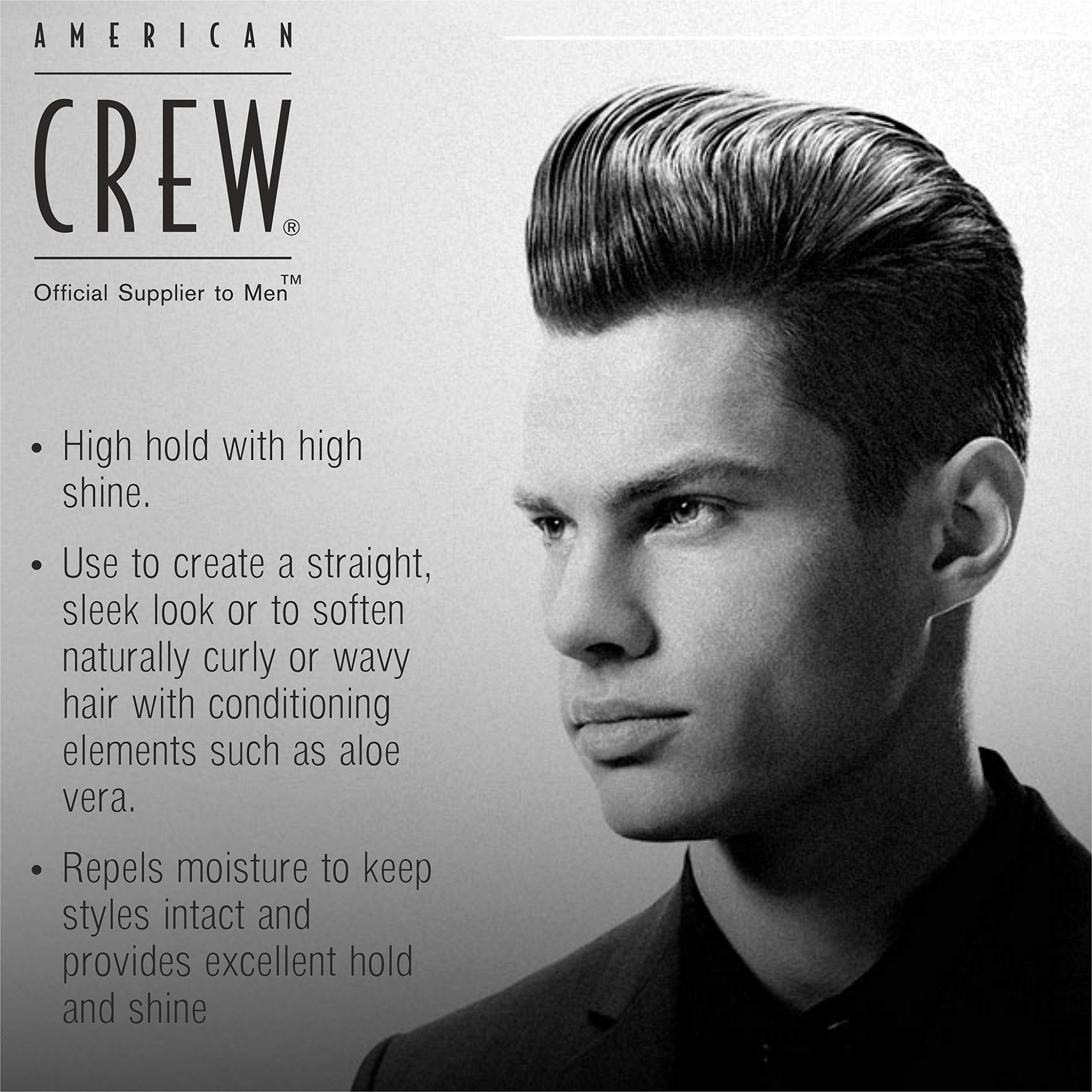 Men's Grooming Cream by American Crew, Like Hair Gel with High Hold with High Shine, 3 Oz (Pack of 2)