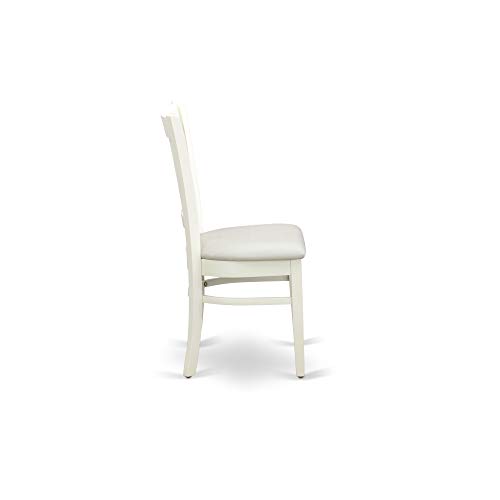 East West Furniture DLVA5-LWH-C Dublin 5 Piece Set for 4 Includes a Round Table with Dropleaf and 4 Fabric Kitchen Dining Chairs, 42x42 Inch, Linen White
