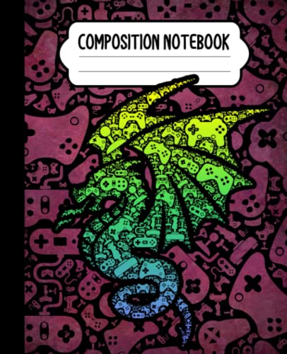 Composition Notebook: Video Game Controller Dragon Notebook | Wide-Ruled, 7.5 x 9.25, 110 Pages Journal / Notebook For Kids, Teens, Gamers and Adults