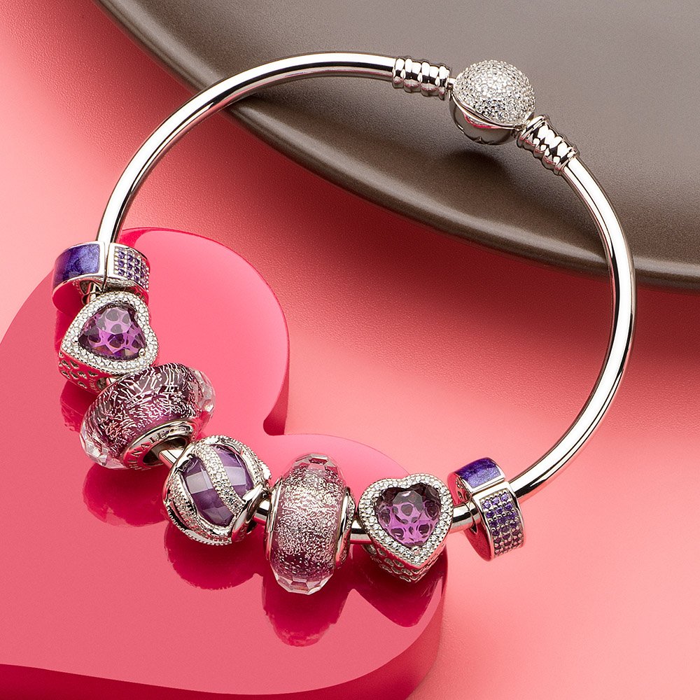 ATHENAIE Murano Glass 925 Silver Core Purple Dreamland Charms Bead