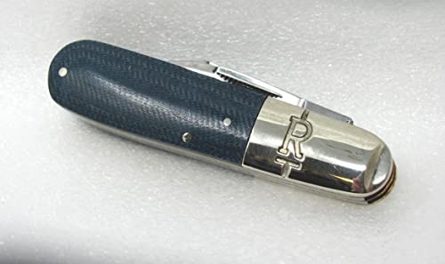Blue Jean Denim Micarta Handle Rough Ryder Traditional Two Blade Barlow Pocket Knife