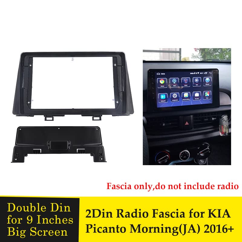 BANDOX 9 Inches Double 2 Din Car Radio Frame for KIA Picanto Morning(JA) 2016+ Auto Audio Fascia Dash Kit DVD Panel Stereo Cover
