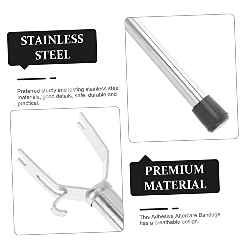 clothes rail closet pole mahl stick laundry grabber tight reach shepard hook stick clothes reaching clothesline prop hooks closet reacher pole clothing Stainless steel fork