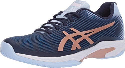ASICS Women's Solution Speed FlyteFoam Tennis Shoes, 8, Peacoat/Rose Gold