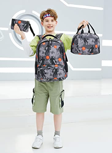 BYPTNF Backpack for Boys Student School Bookbag Kids Heavy Duty Waterproof Durable Multi-Pocket for Elementary Travel Large (A-Grey)