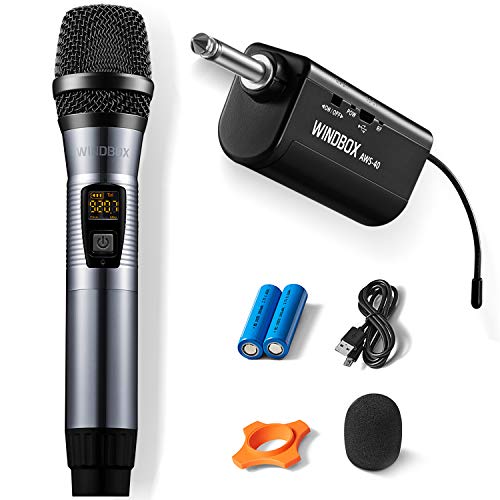 ARISEN Wireless Microphone with Rechargeable Receiver, UHF Dynamic 1 Channel Handheld Microphone, 280ft Range Cordless Mic System for Karaoke, Wedding, Church, DJ, Speech, Singing Machine