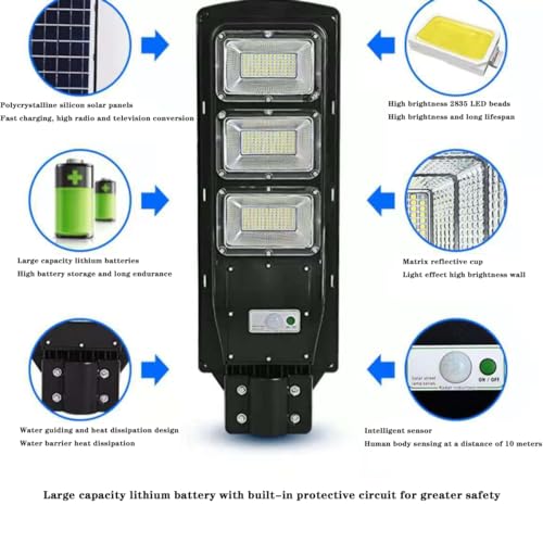 CDAZEAZLO LED Human Body Sensing Light,Solar Street Lights Outdoor Waterproof, LED Wide Angle Lamp with Motion Sensor and Remote Control, for Parking Lot, Yard, etc.,150W