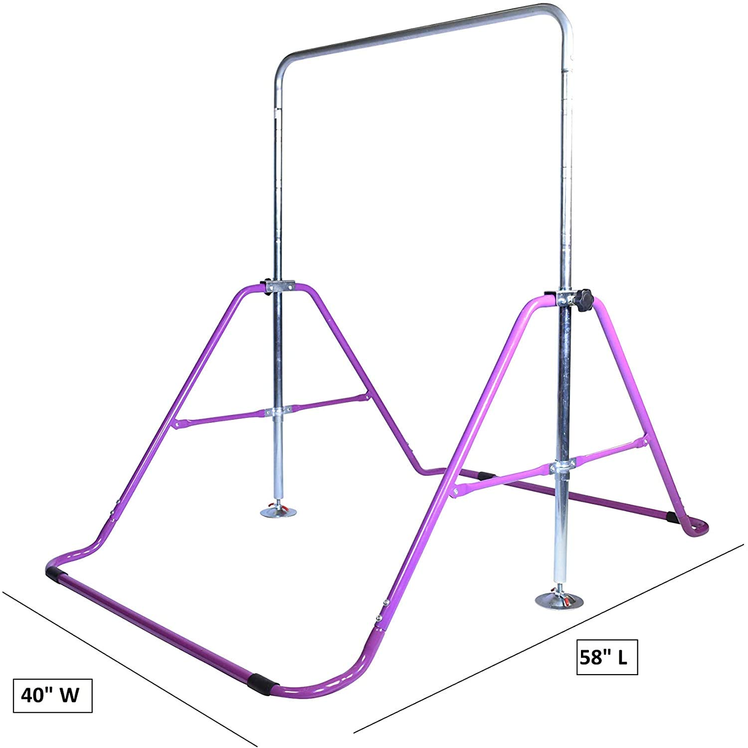 Athletic Bar Expandable Gymnastics Bar Horizontal Kip Bar Junior Training Adjustable Height Jungle Gym Children Folding Monkey Bars Climbing Tower Playground Balance Bar Gymnasts Purple