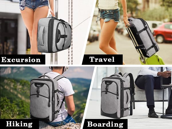 Carry on Backpack, 50l Large Travel Backpack with 3 Packing Cubes, Expandable Airline Approved 17inch Laptop Backpack, Business Weekender Daypack Overnight Luggage Duffel Bag Gifts for Men Women,Grey
