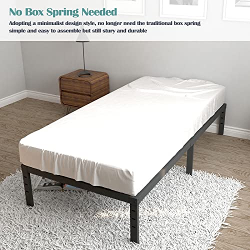 Eavesince Twin XL Bed Frame No Box Spring Needed 18 Inch Tall Max 1000 Pound Heavy Duty Metal Twin Size Platform Extra Long Easy Assembly Noise Free-Black
