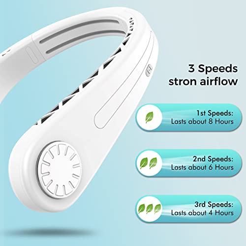 CHHID Rechargeable Portable Neck Fan, 3 Speeds Hands Free Bladeless Fan, 360°Cooling and Quiet Neck Air Conditioner, Adjustable USB Powered Personal Fan, Leafless No Hair Twisting